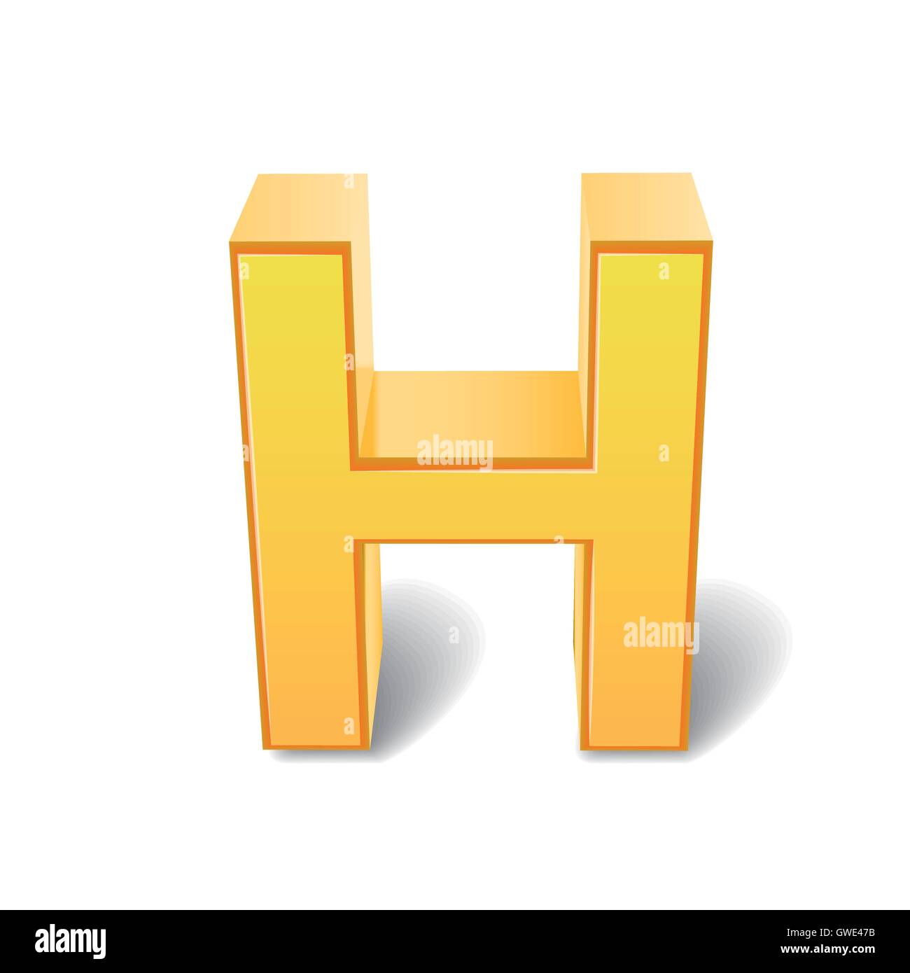 3D image yellow letter H isolated on white background Stock Vector ...