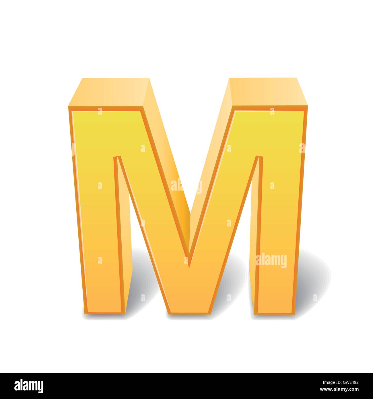 3D image yellow letter M isolated on white background Stock Vector ...