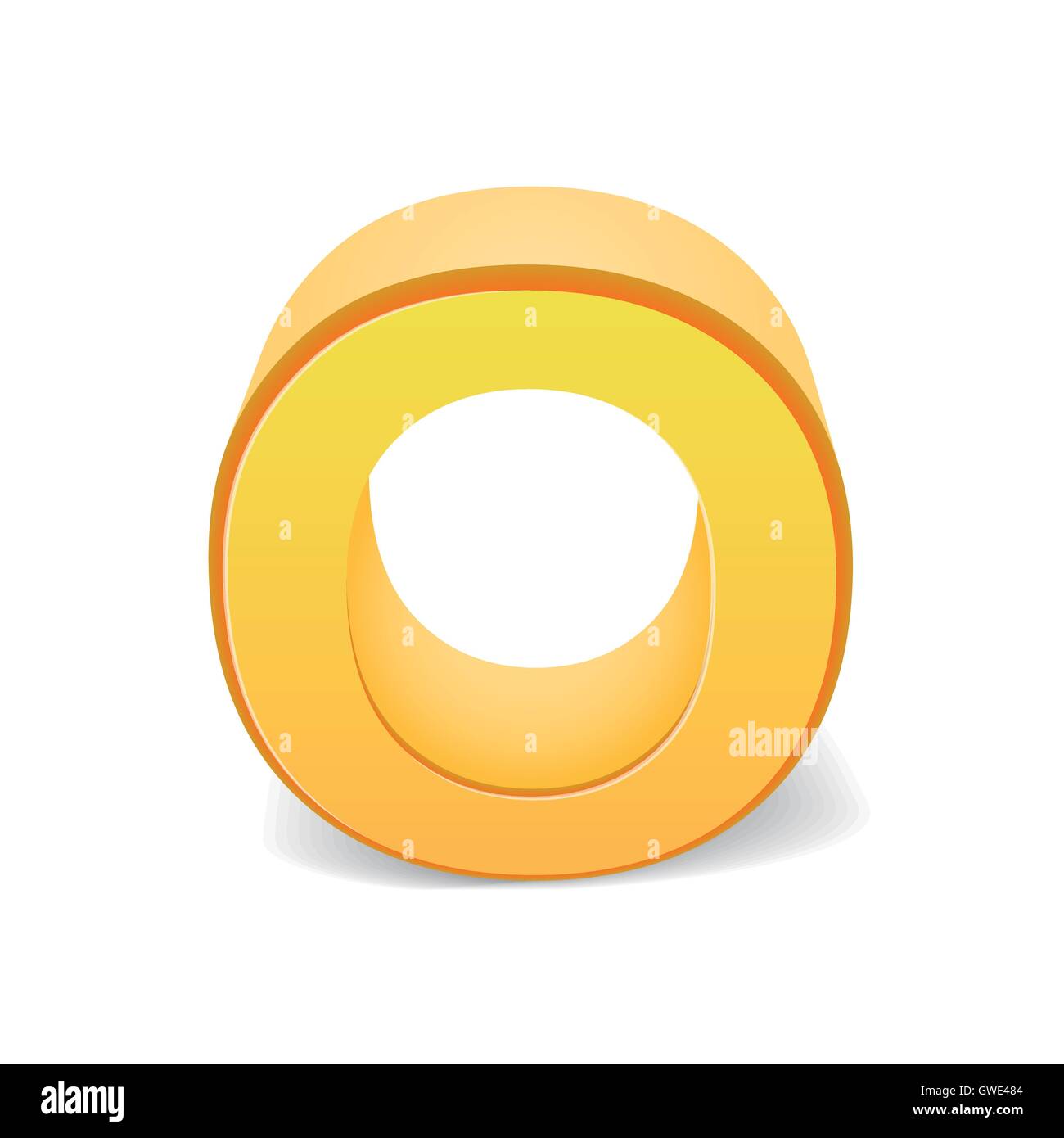 3D image yellow letter O isolated on white background Stock Vector ...