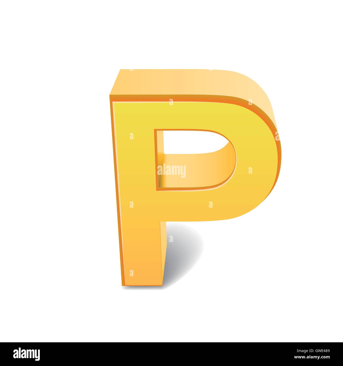 3D image yellow letter P isolated on white background Stock Vector ...