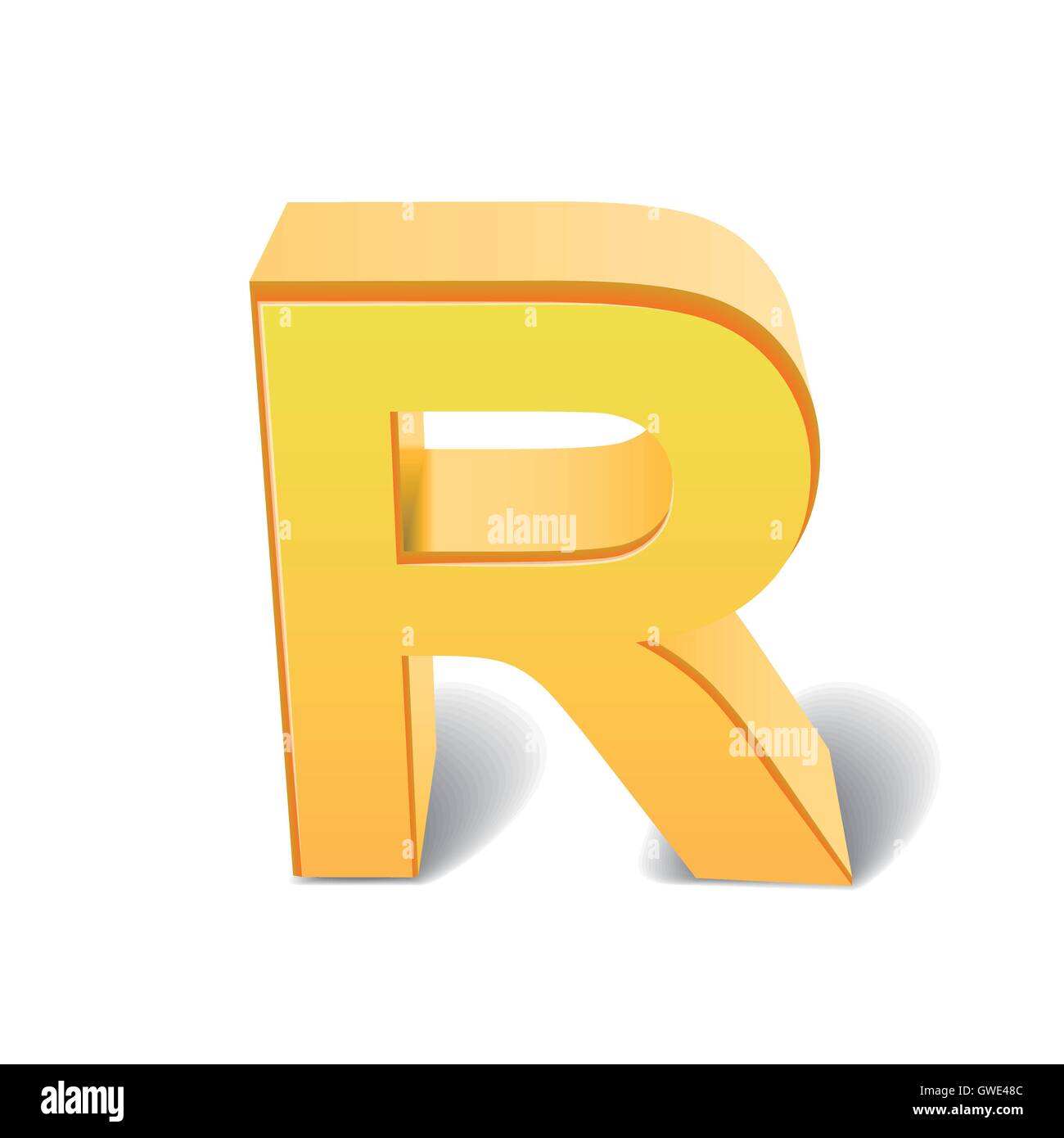 3D image yellow letter R isolated on white background Stock Vector ...
