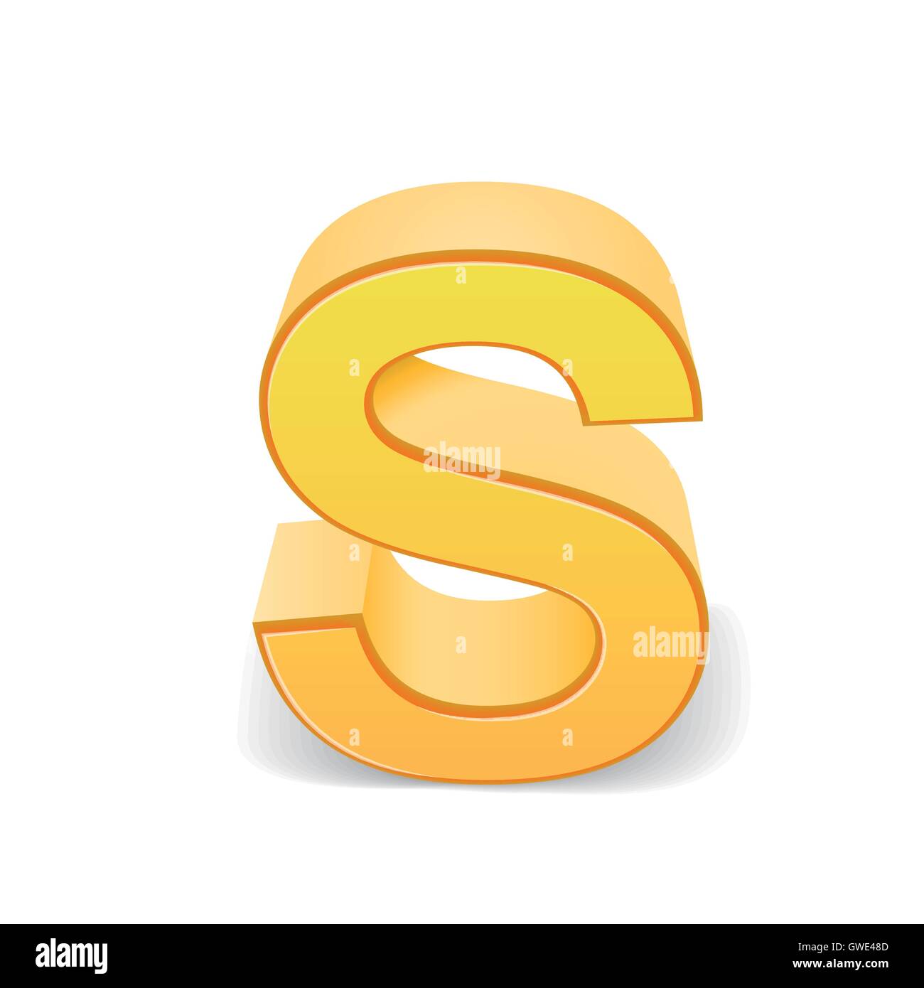 3D image yellow letter S isolated on white background Stock Vector ...