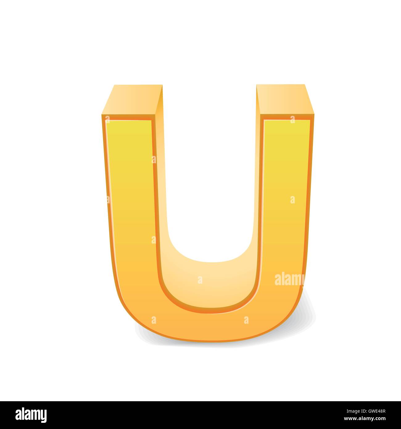 3D image yellow letter U isolated on white background Stock Vector ...