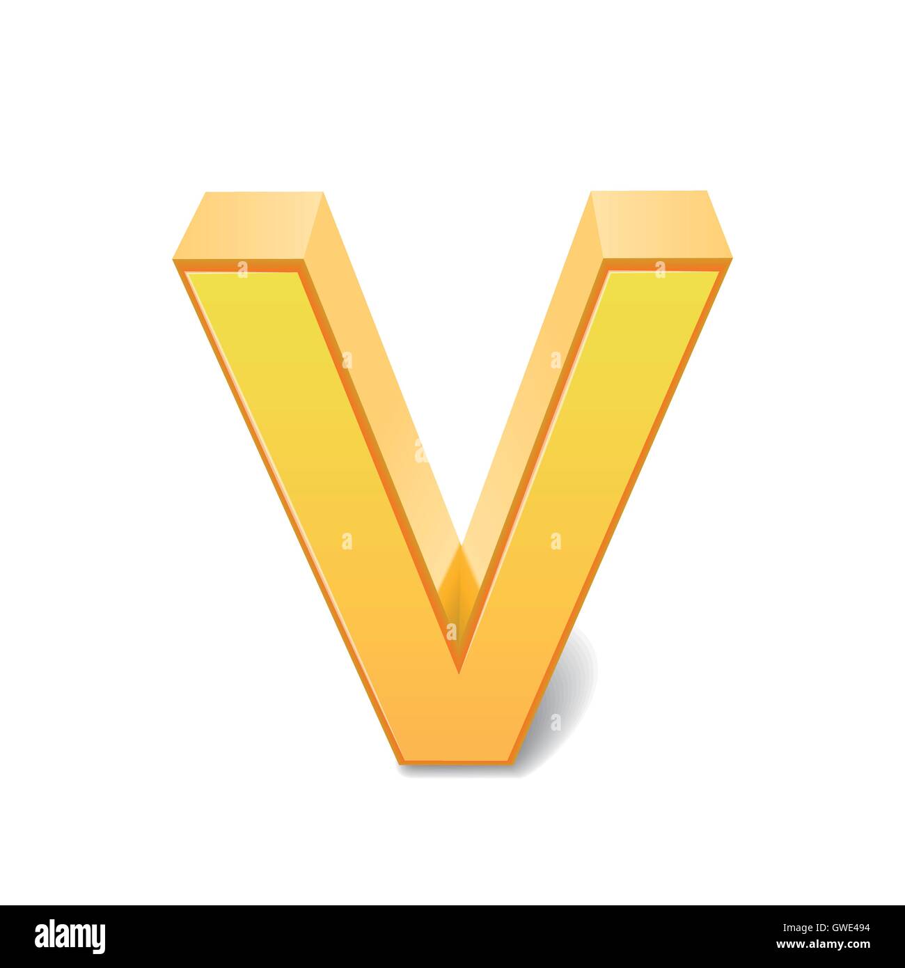 3D image yellow letter V isolated on white background Stock Vector ...