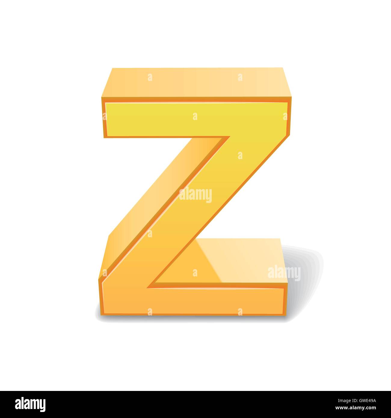 3D image yellow letter Z isolated on white background Stock Vector ...