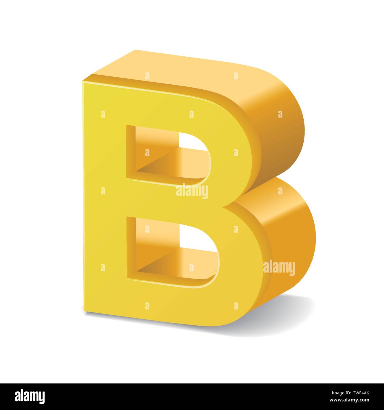 3D image yellow letter B isolated on white background Stock Vector ...