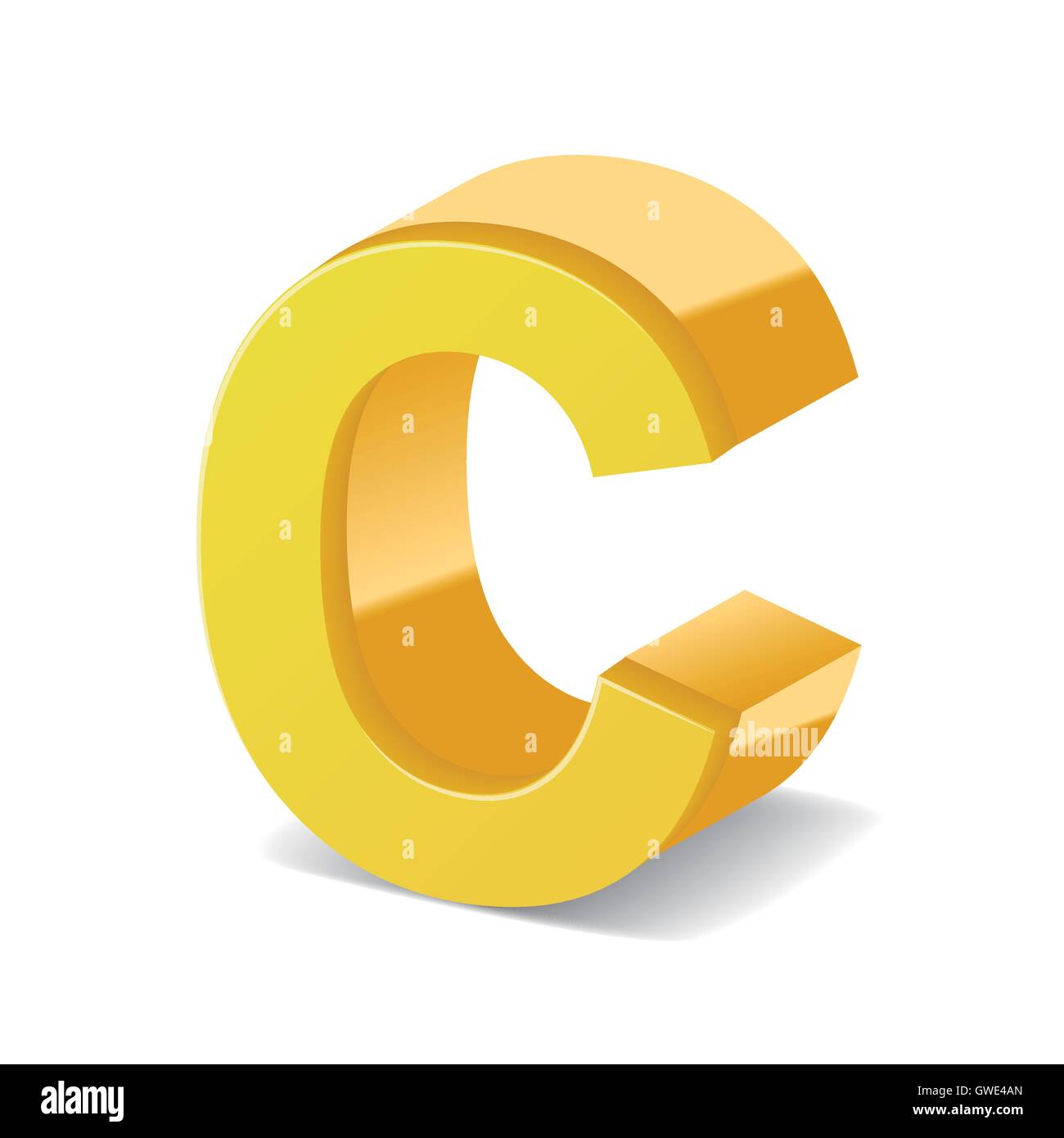 3D image yellow letter C isolated on white background Stock Vector ...