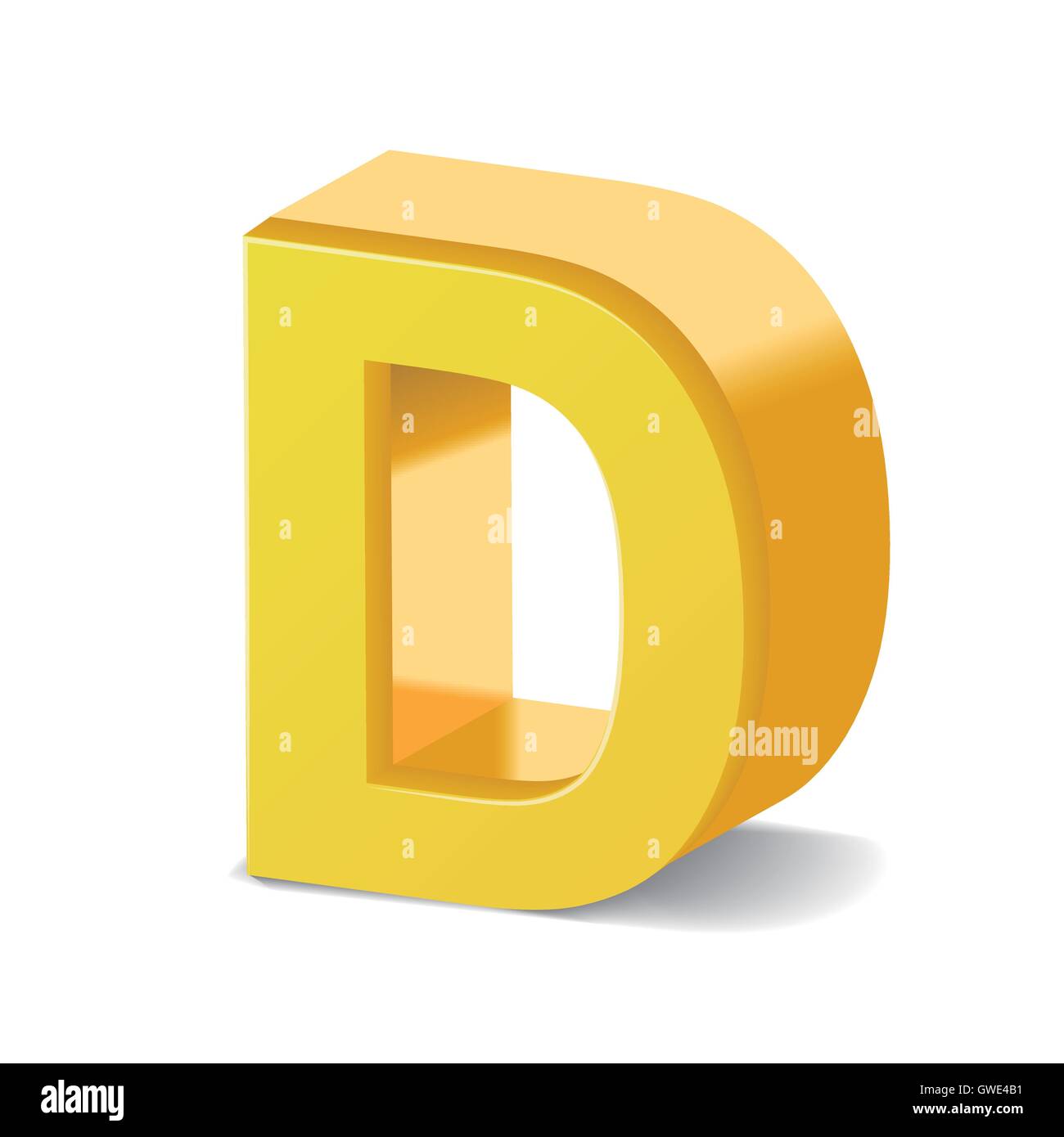 3D image yellow letter D isolated on white background Stock Vector ...