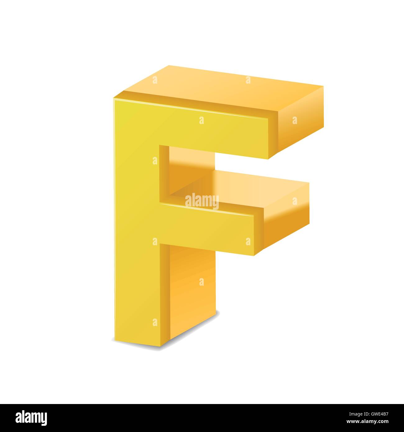3D image yellow letter F isolated on white background Stock Vector ...