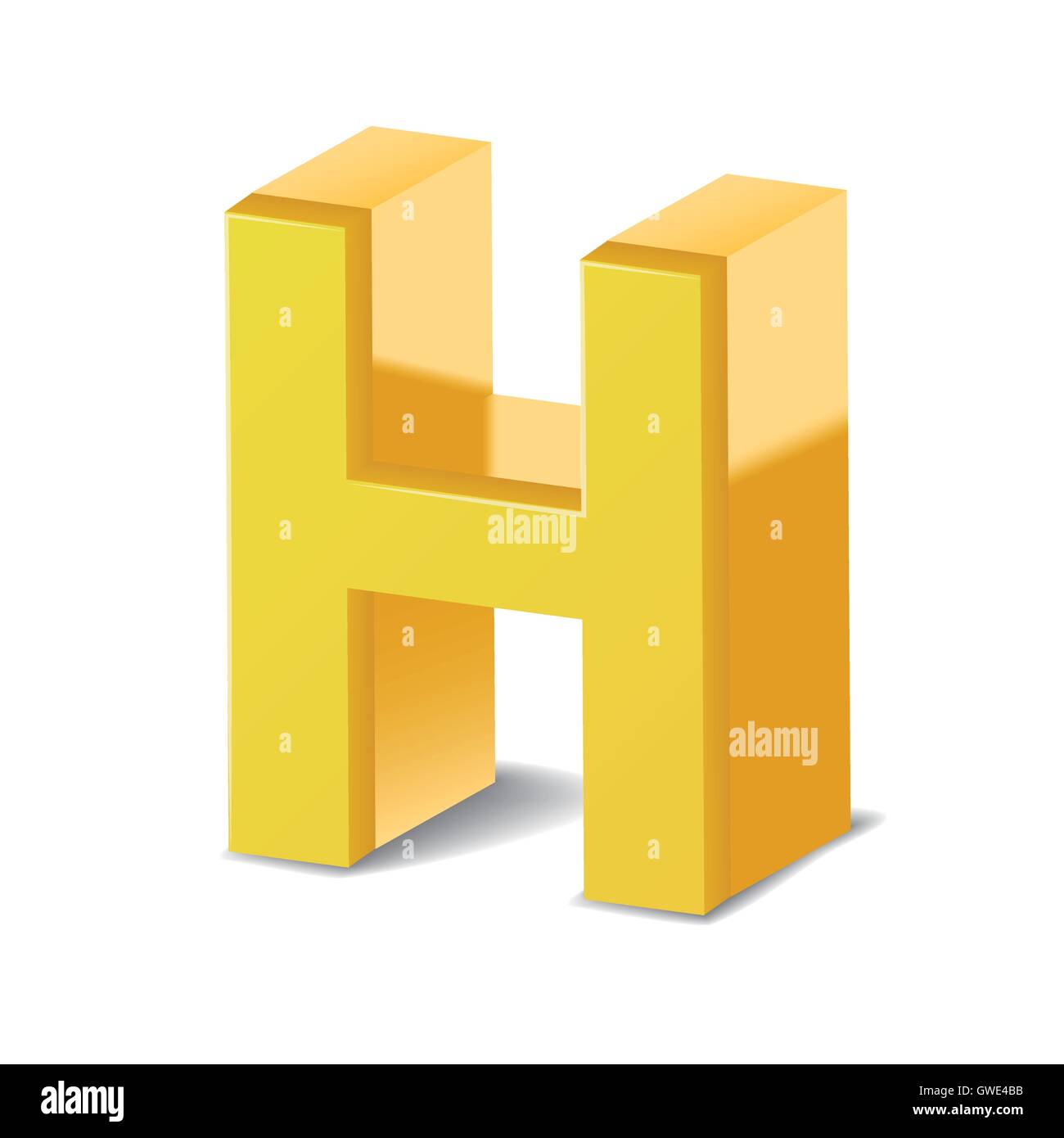 3D image yellow letter H isolated on white background Stock Vector ...