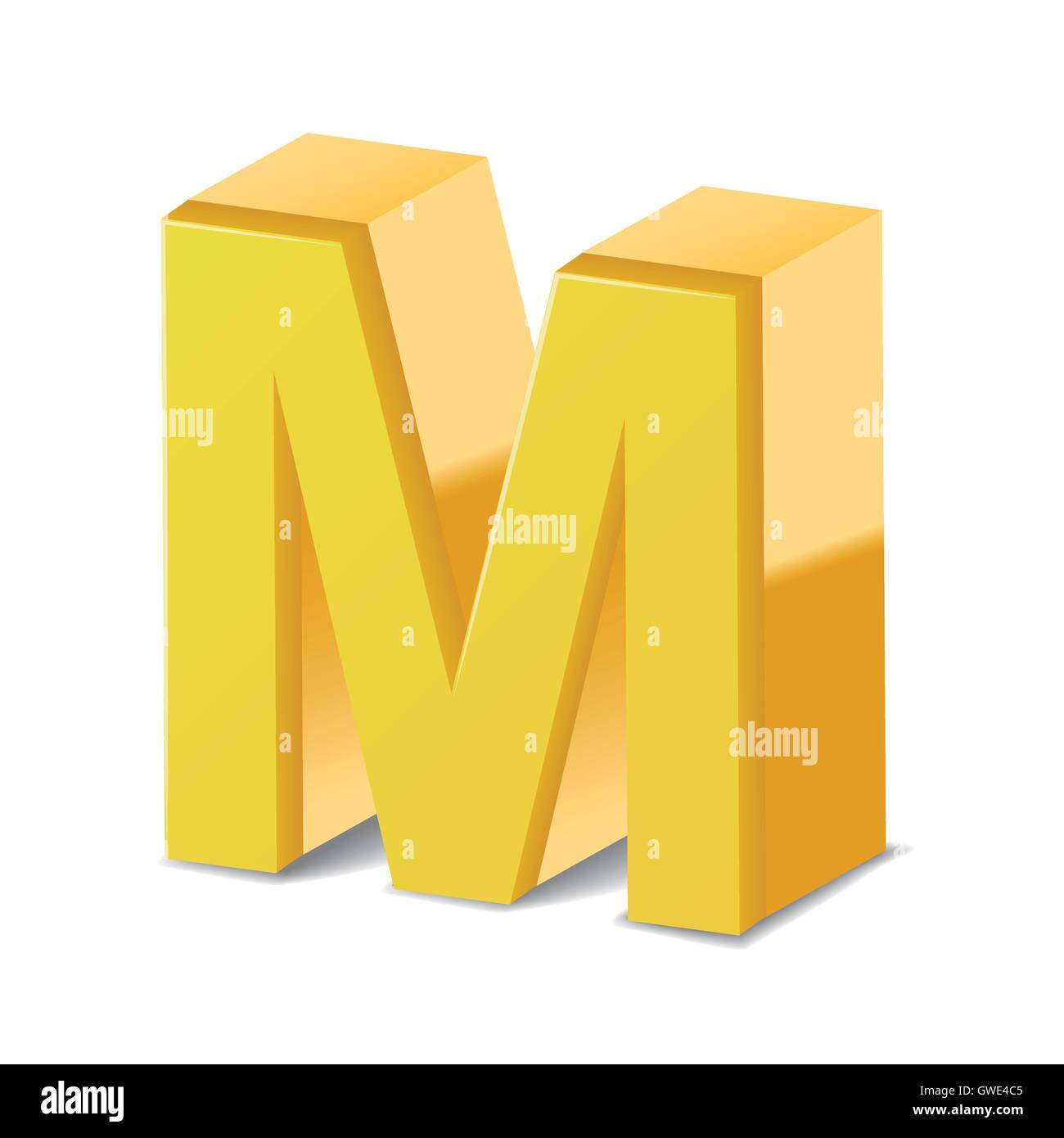 3D image yellow letter M isolated on white background Stock Vector ...
