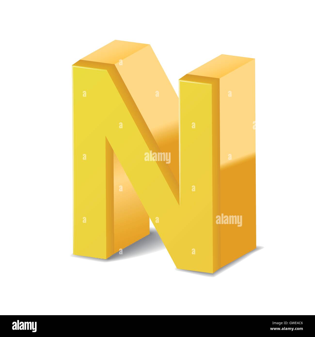 3D image yellow letter N isolated on white background Stock Vector ...