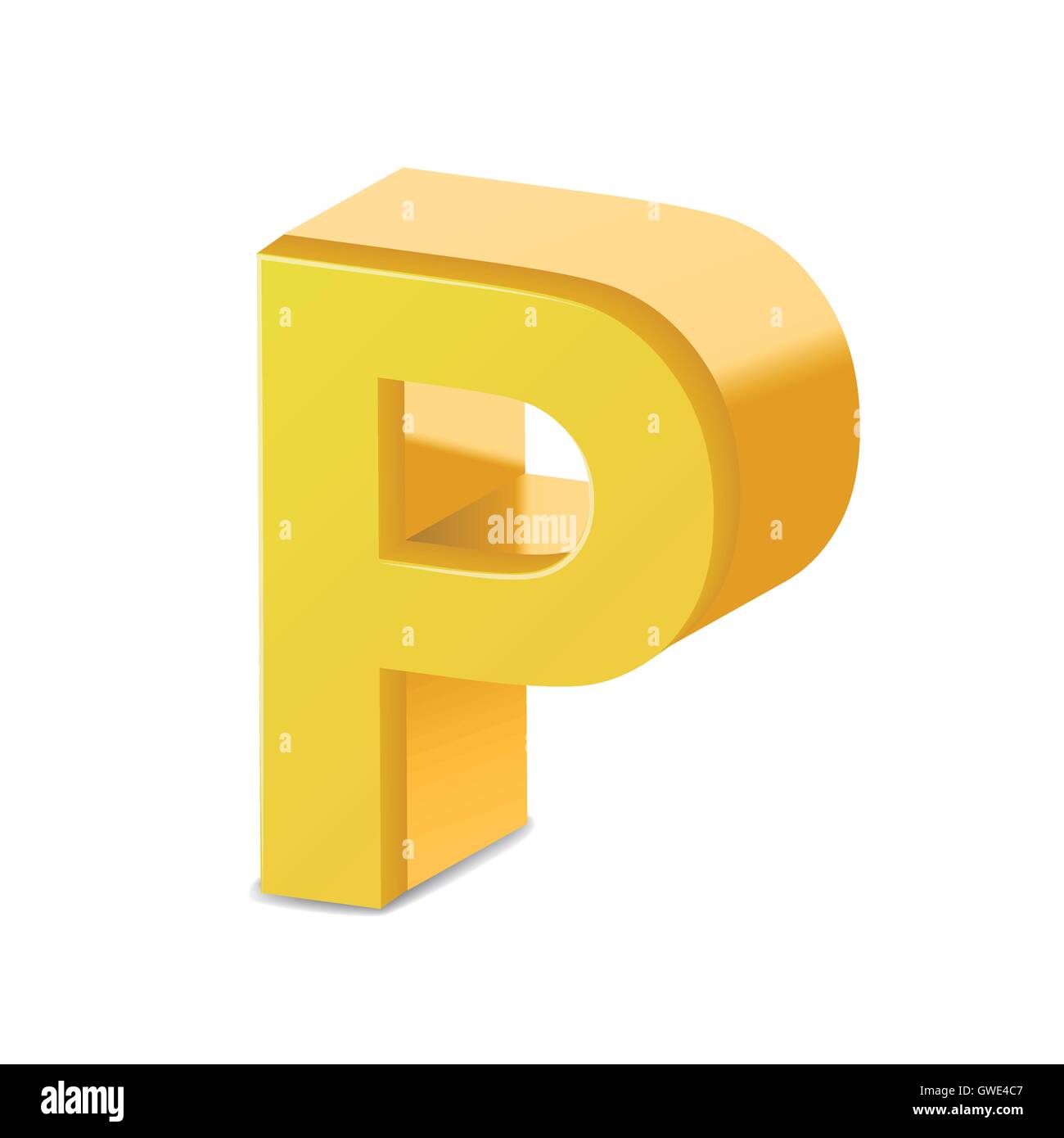 3D image yellow letter P isolated on white background Stock Vector ...