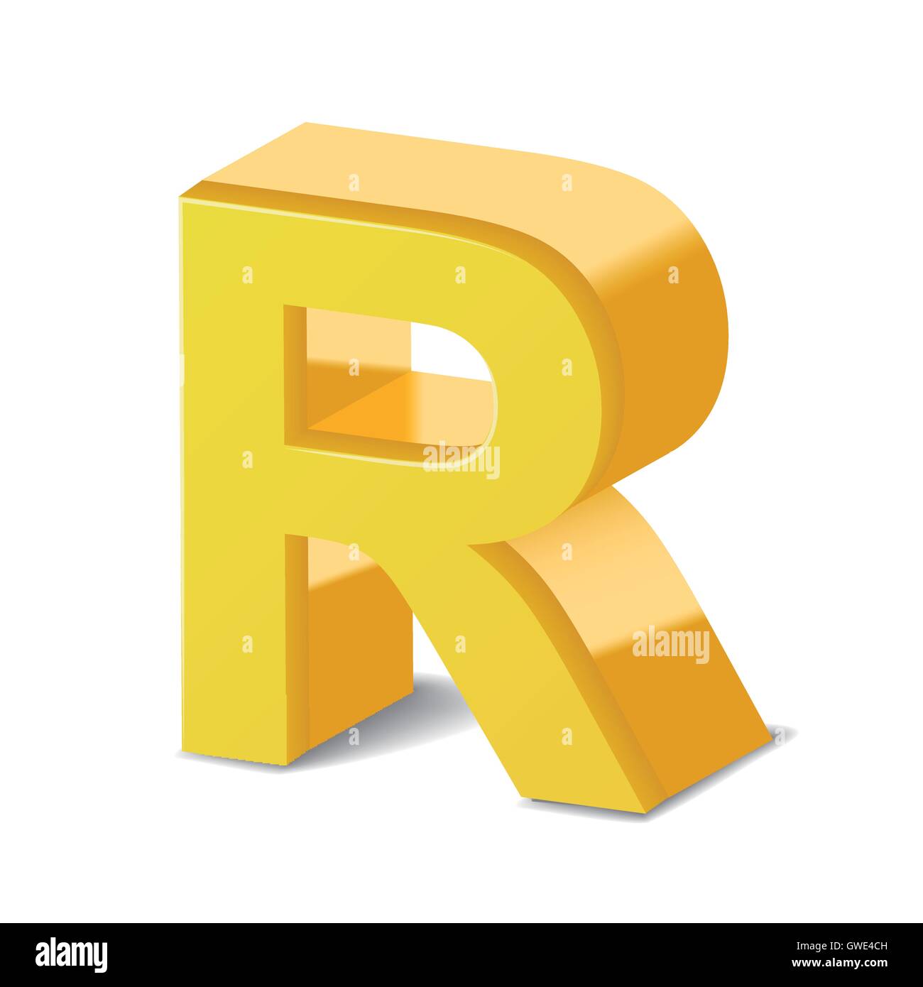 3D image yellow letter R isolated on white background Stock Vector ...