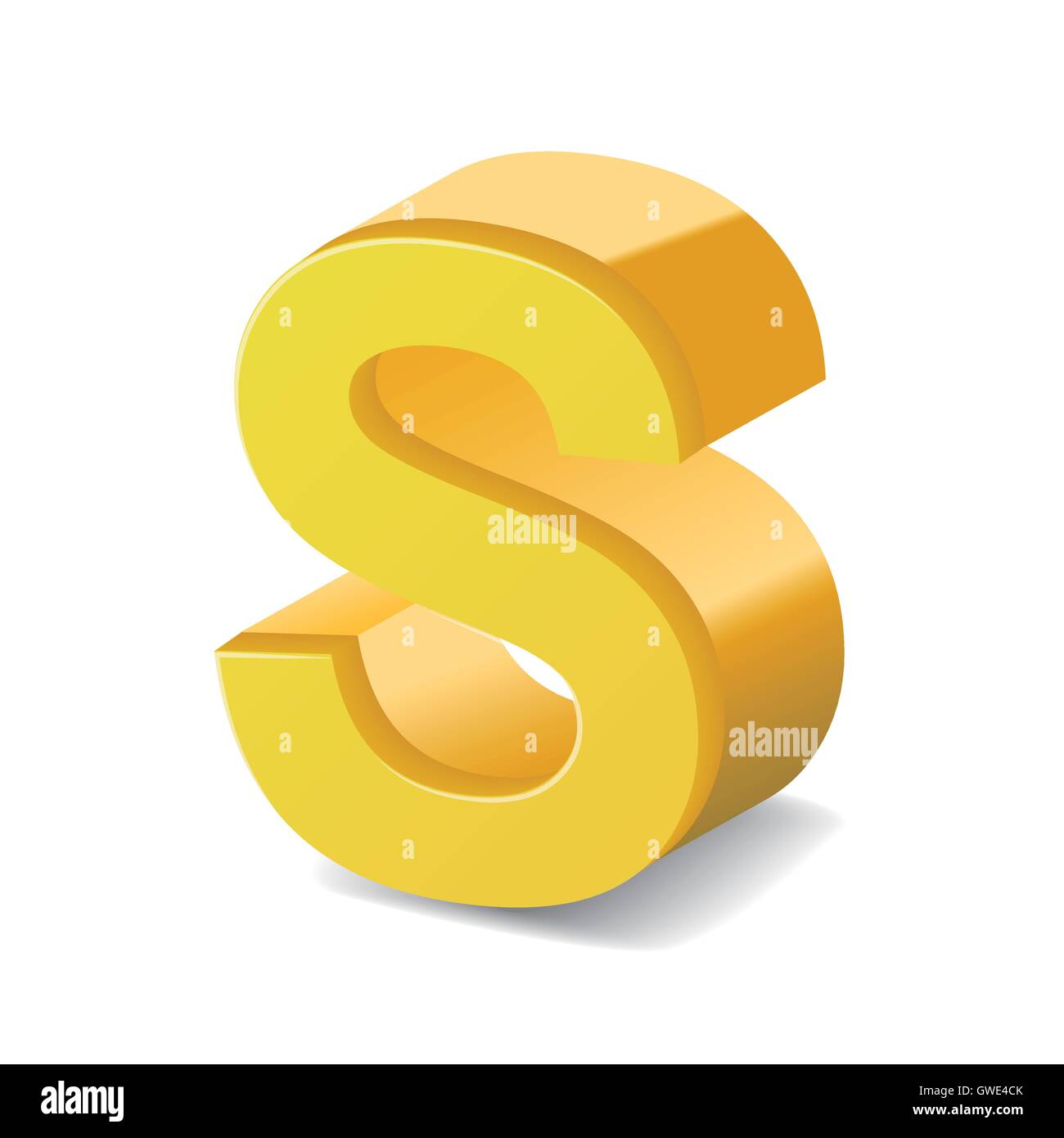 3D image yellow letter S isolated on white background Stock Vector ...