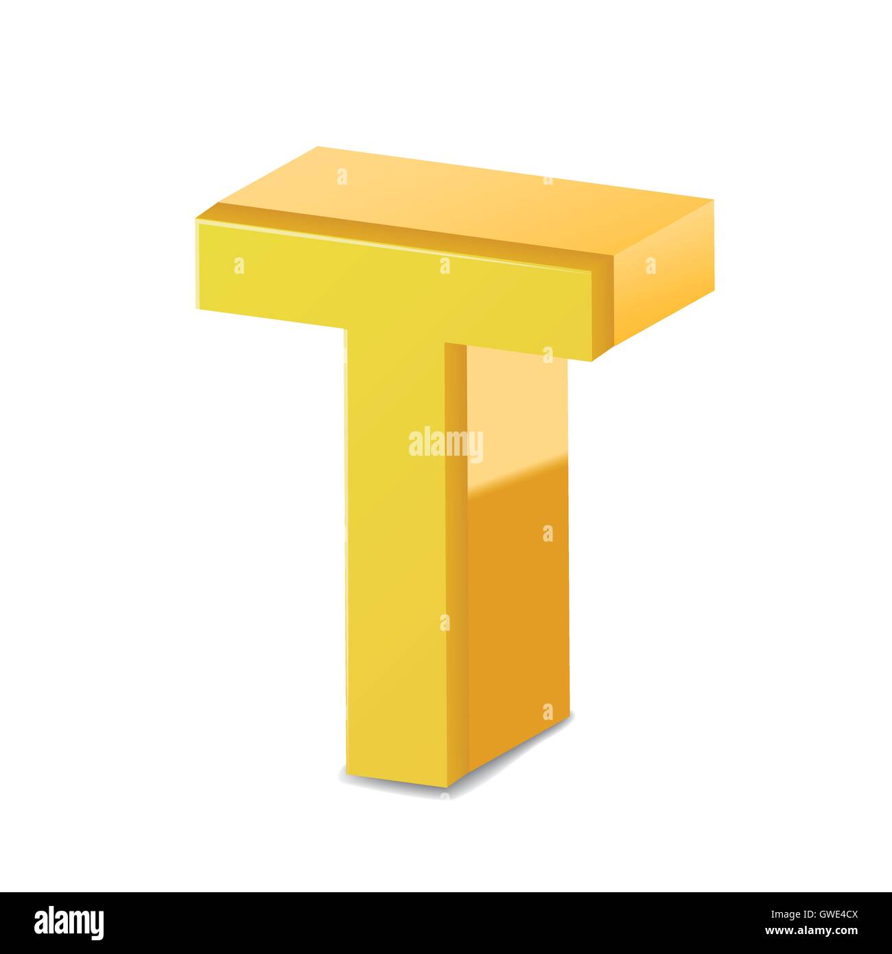 3D image yellow letter T isolated on white background Stock Vector ...