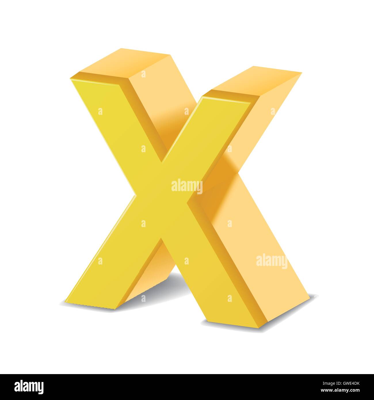3D image yellow letter X isolated on white background Stock Vector ...