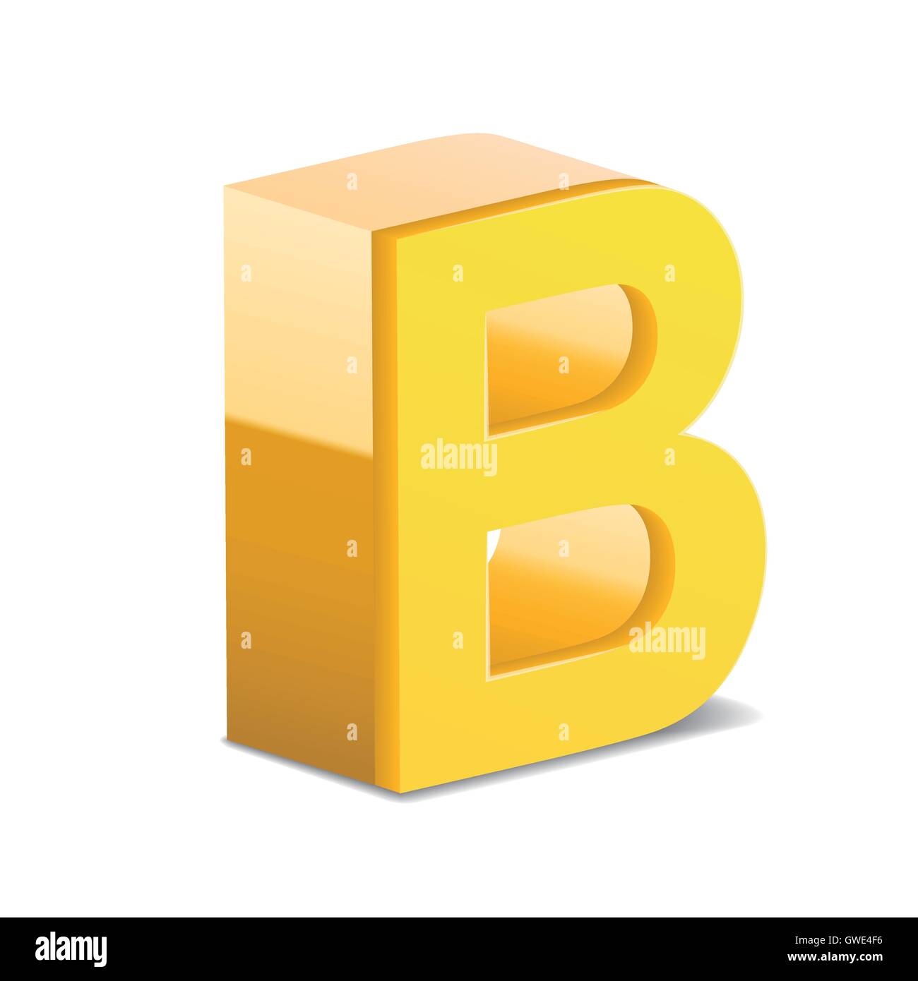 3D image yellow letter B isolated on white background Stock Vector ...