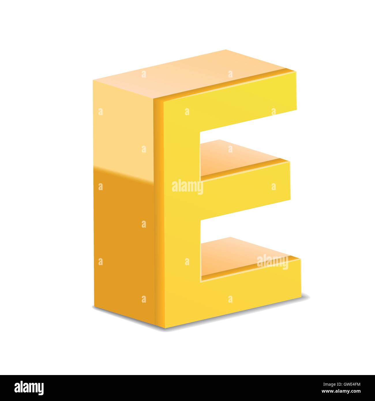 3D image yellow letter E isolated on white background Stock Vector ...