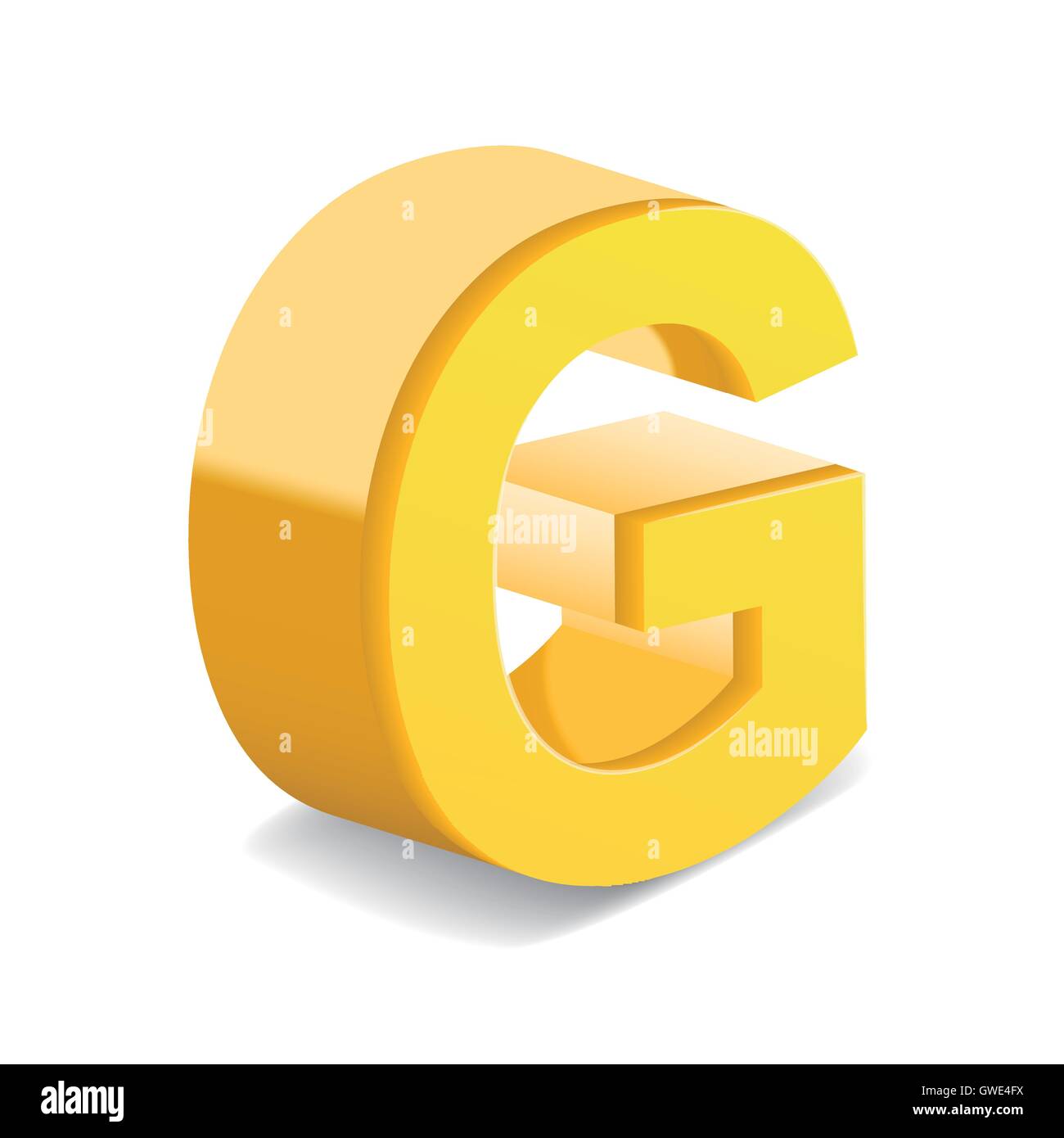 3D image yellow letter G isolated on white background Stock Vector ...