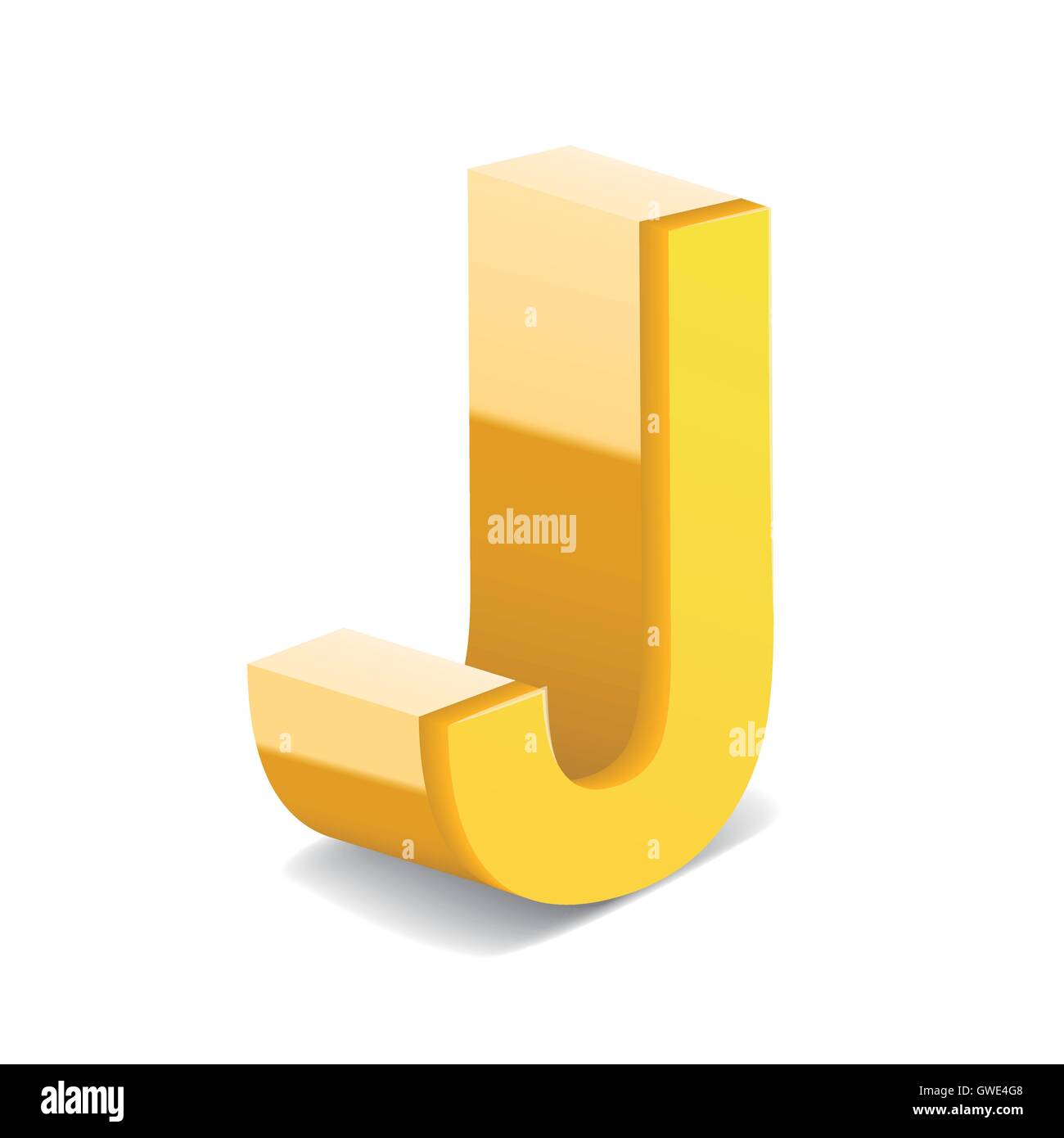 3D image yellow letter J isolated on white background Stock Vector ...