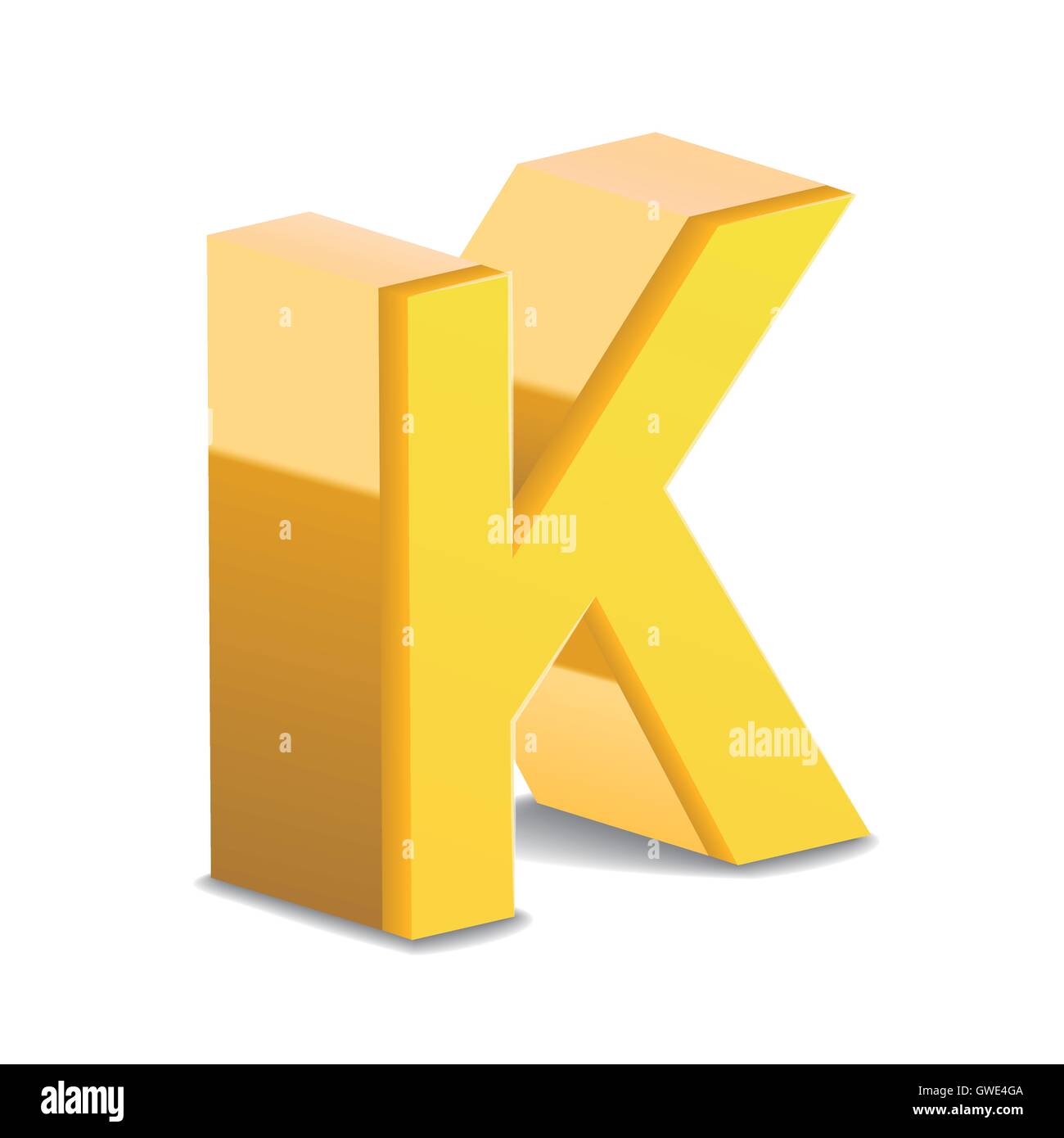 3D image yellow letter K isolated on white background Stock Vector ...
