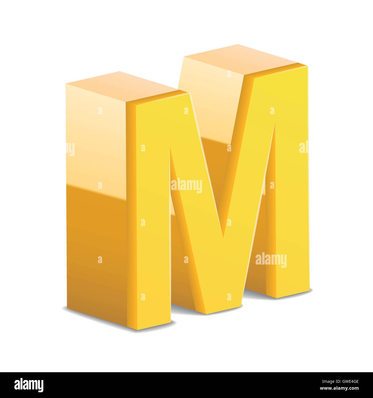 3D image yellow letter M isolated on white background Stock Vector ...