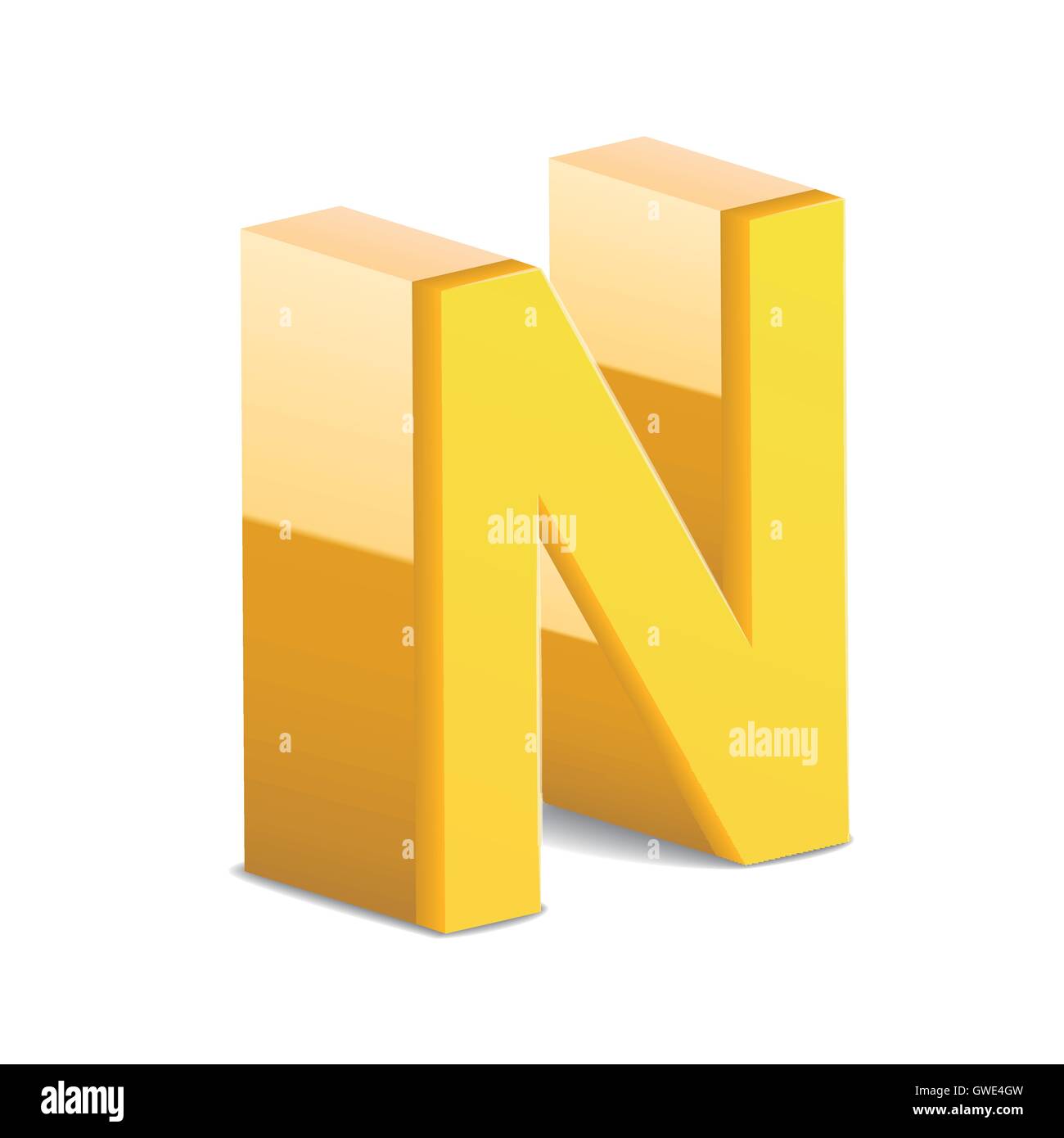 3D image yellow letter N isolated on white background Stock Vector ...