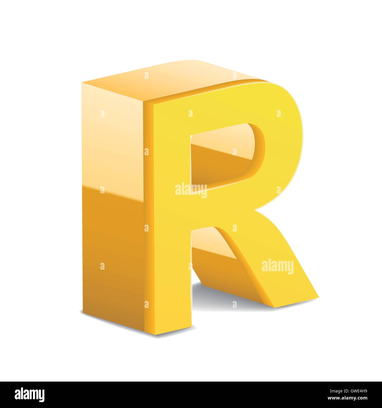 3D image yellow letter R isolated on white background Stock Vector ...