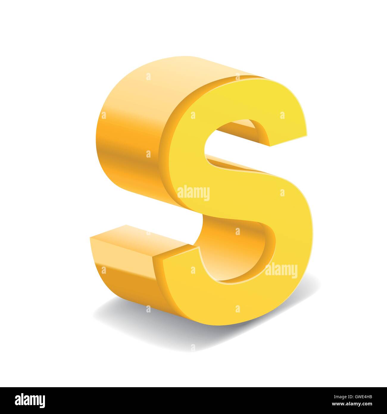 3D image yellow letter S isolated on white background Stock Vector ...