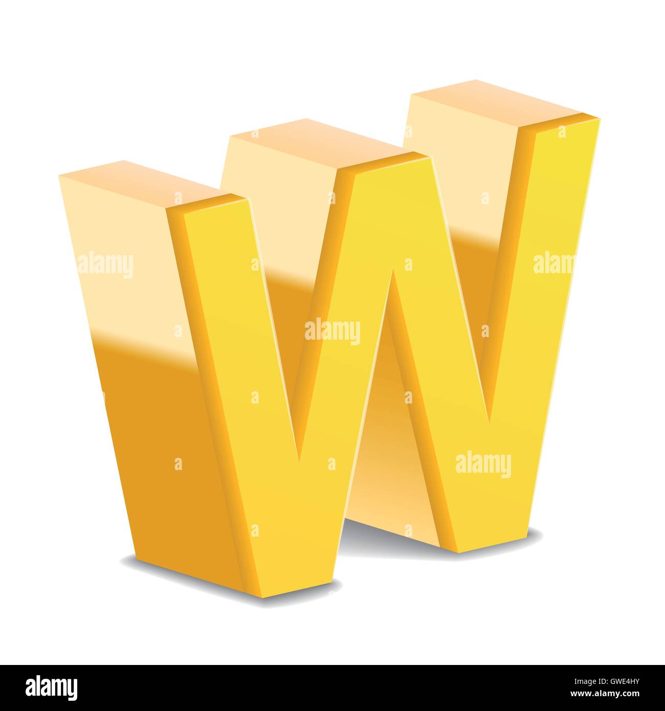 3D image yellow letter W isolated on white background Stock Vector ...