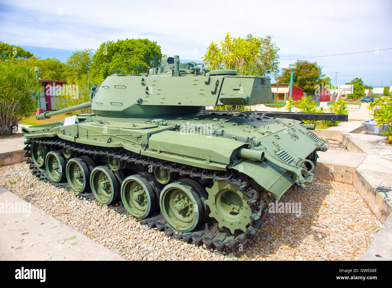 PLAYA GIRON, CUBA - SEPTEMBER 9, 2015: Tank in the Museum shows the ...