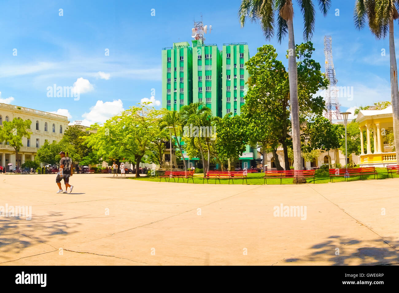 SANTA CLARA, CUBA - SEPTEMBER 08, 2015: Main plaza square, downtown in ...