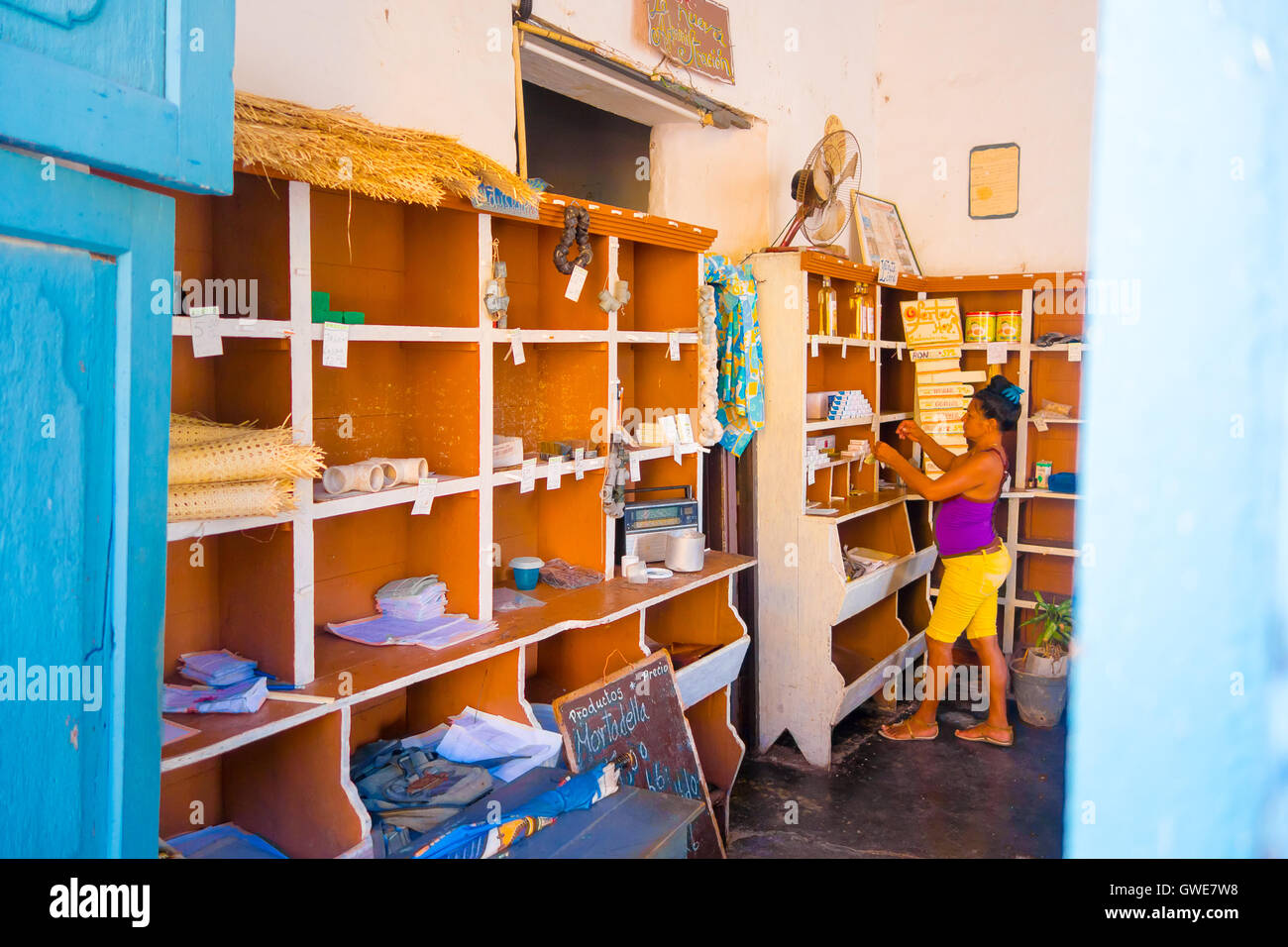 TRINIDAD, CUBA - SEPTEMBER 5, 2015: Goverment store that gives rations ...