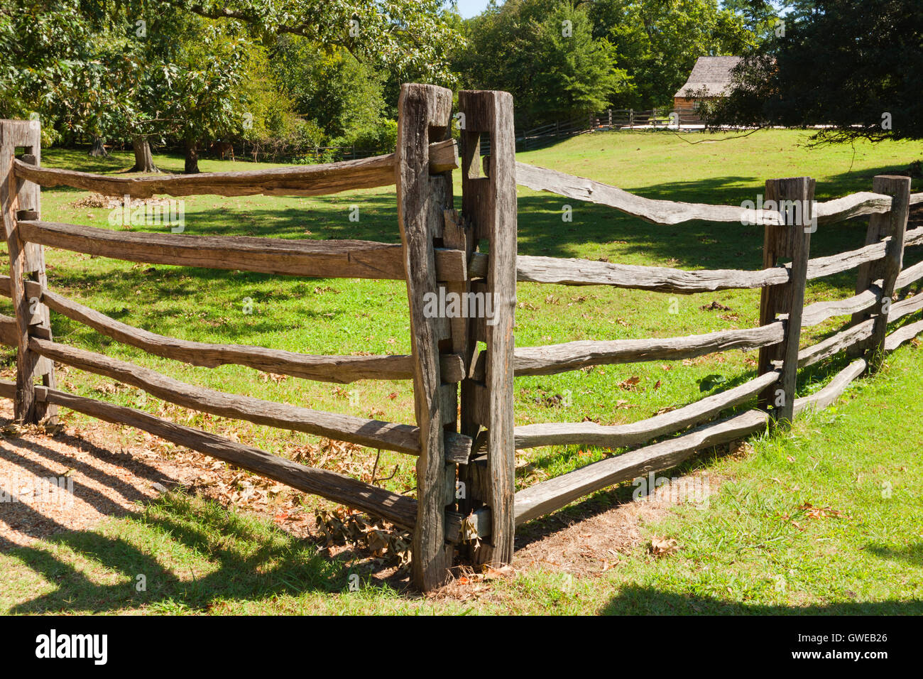 View of the ancient wooden fence on the farm Stock Photo - Alamy