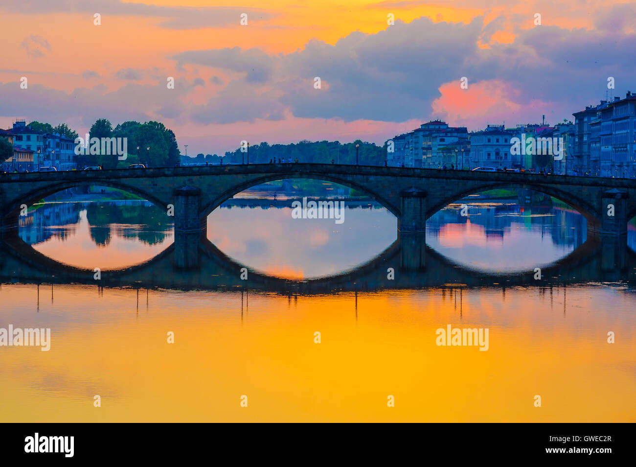 FLORENCE, ITALY - JUNE 12, 2015: Holy trinity bridge in Florence ...