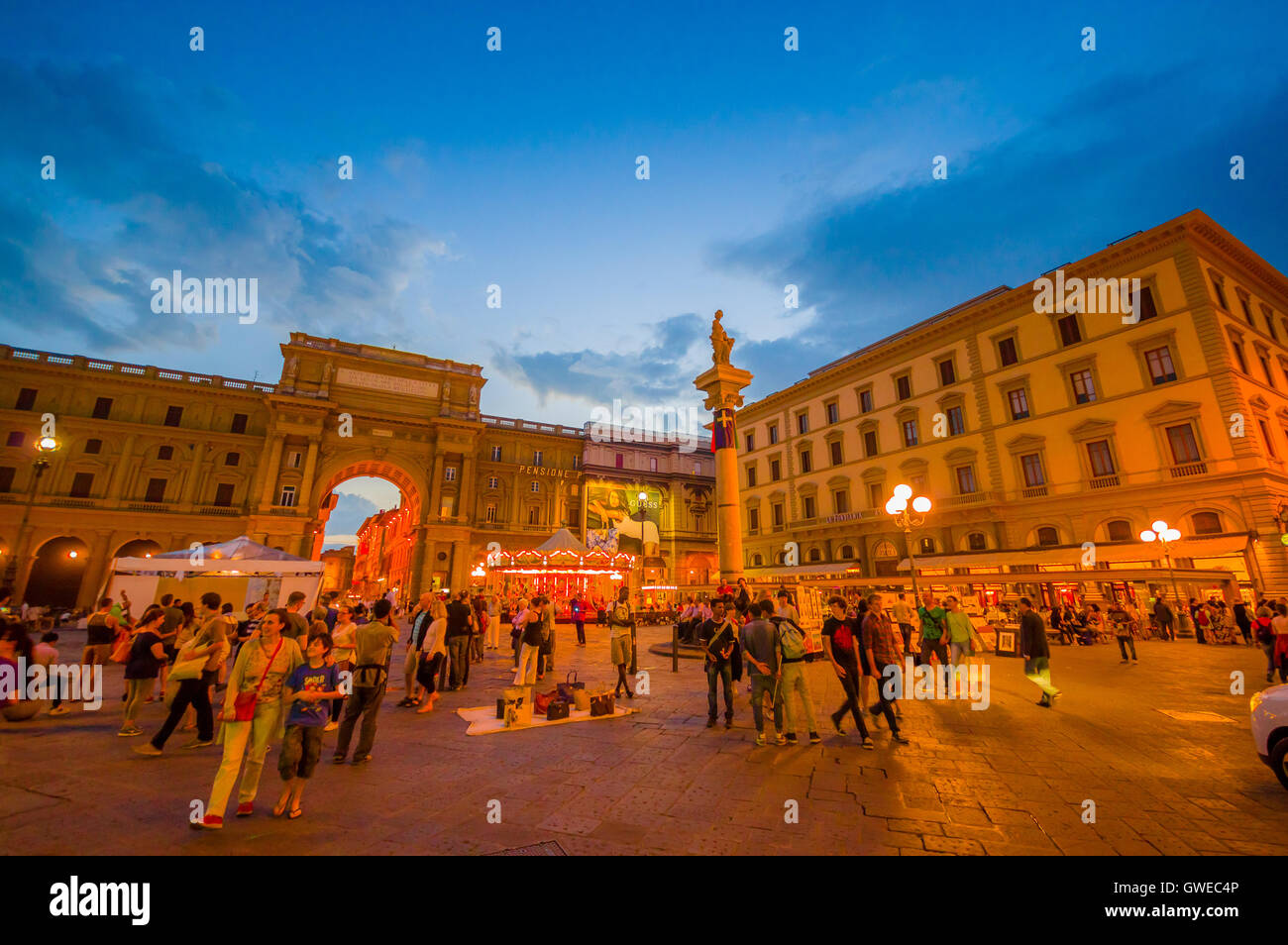 FLORENCE, ITALY - JUNE 12, 2015: Republic Square in the center of ...