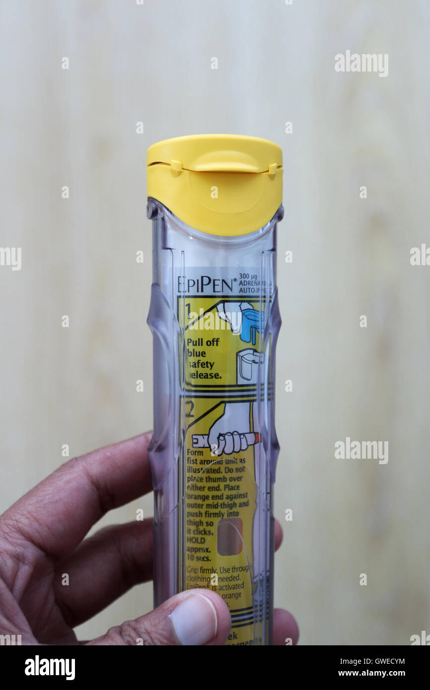 Close up image of adult EpiPen - Adrenalin injection for Anaphylaxis ...