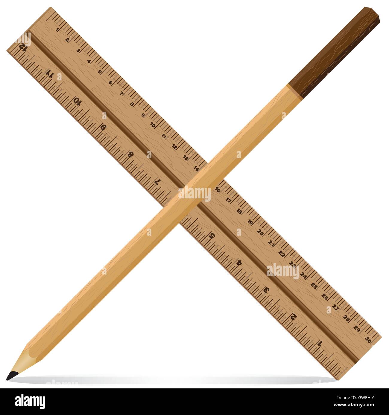 ruler, pencil, vector, color, illustration, set, white, office ...