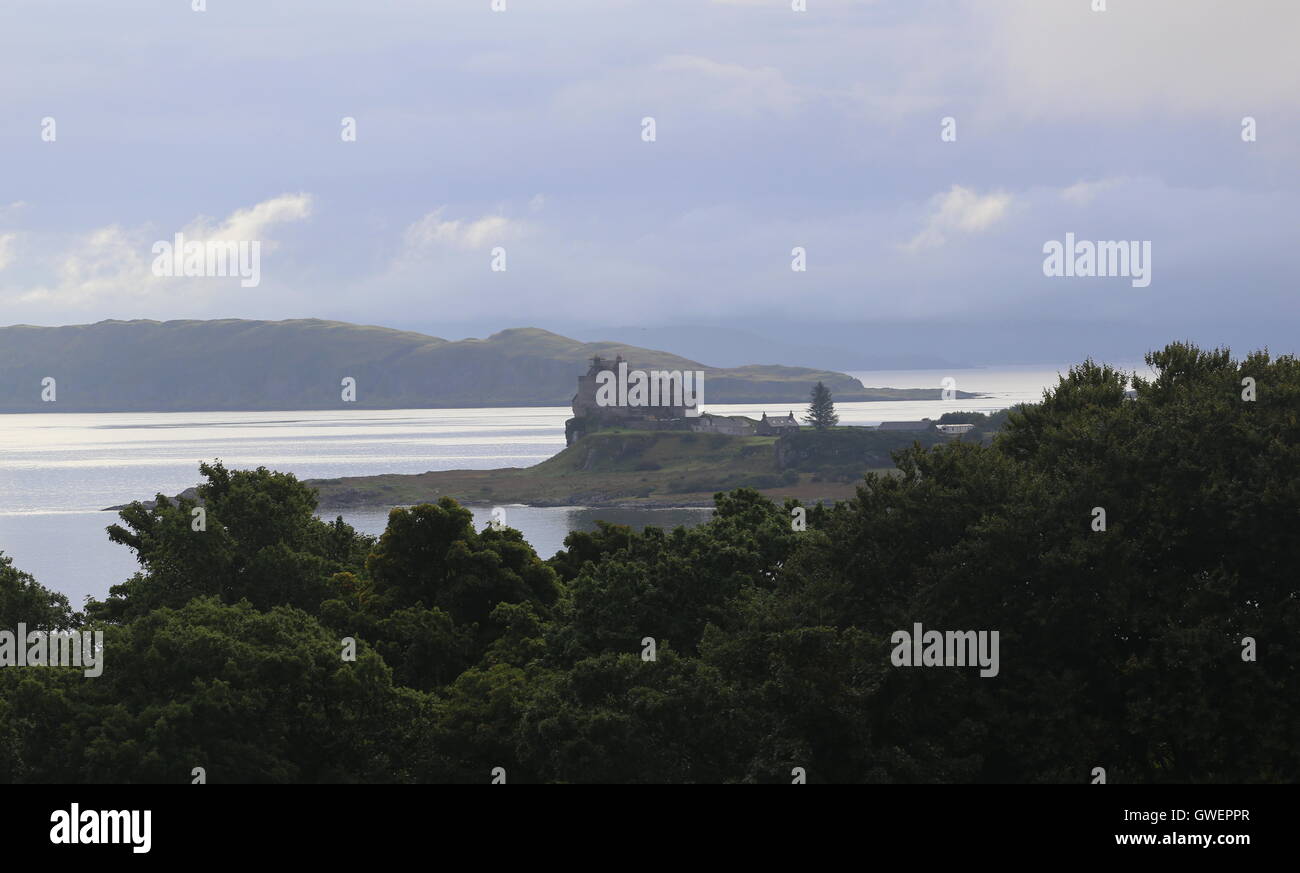 Elevated view of Duart Castle Isle of Mull Scotland September 2016 ...