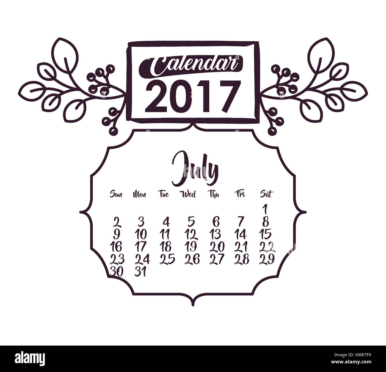 Calendar of 2017 year design Stock Vector Image & Art - Alamy