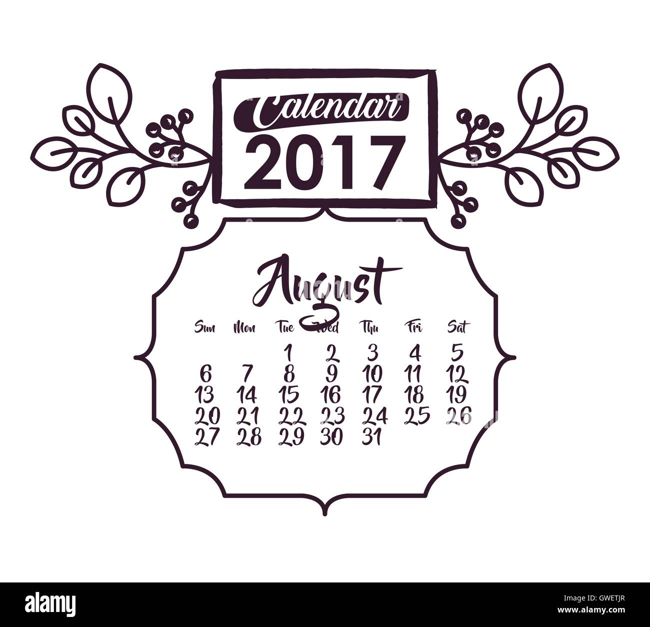 Calendar of 2017 year design Stock Vector Image & Art - Alamy