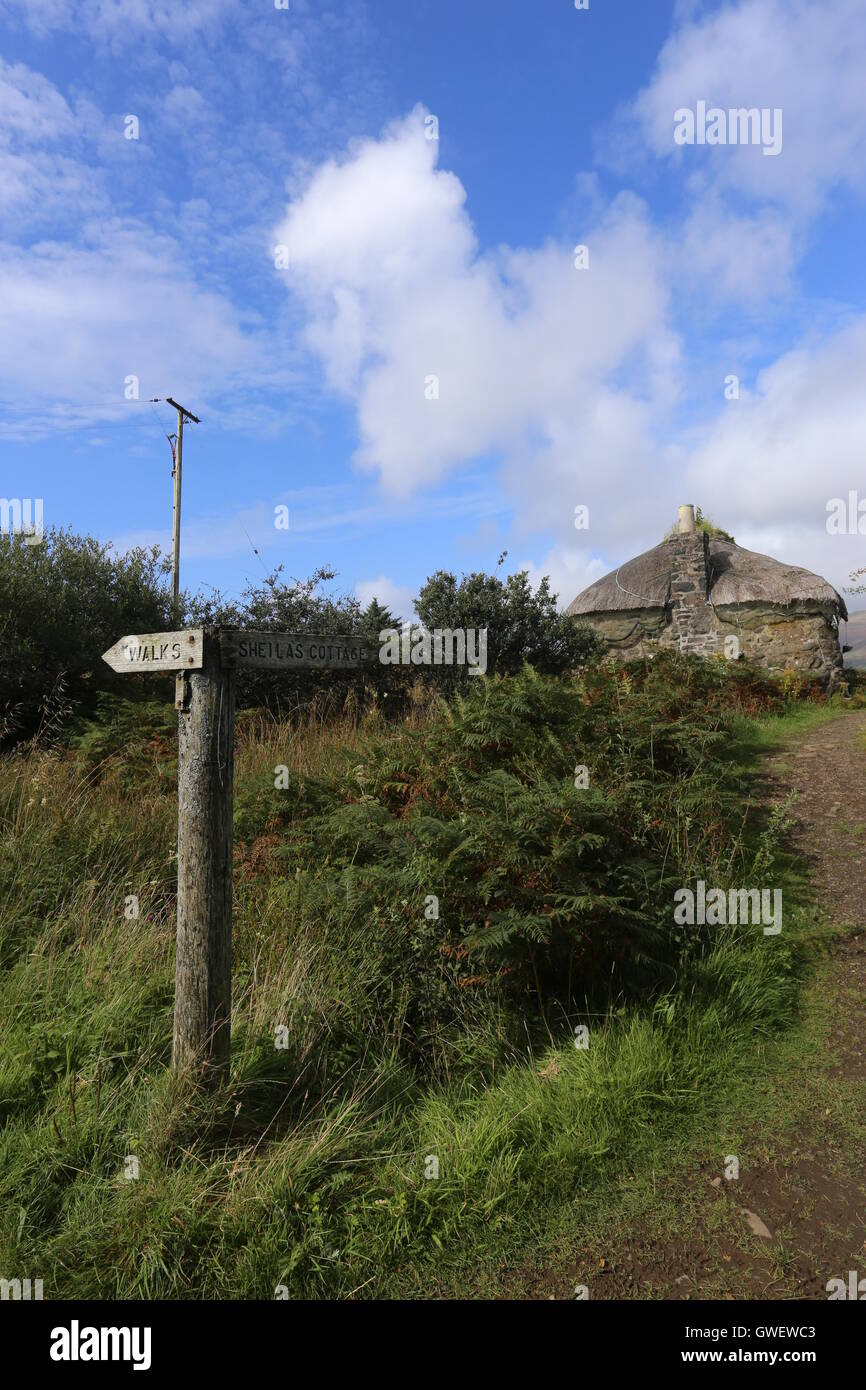 signpost and Sheila's cottage museum Ulva Scotland September 2016 Stock ...