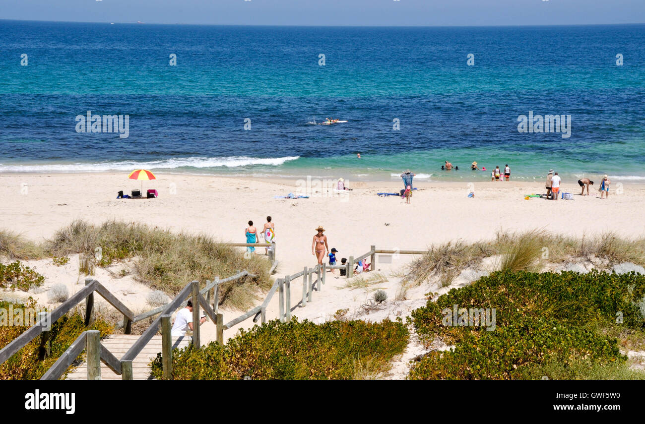 Cottesloe,WA,Australia-January 6,2016:Elevated view of path through the ...
