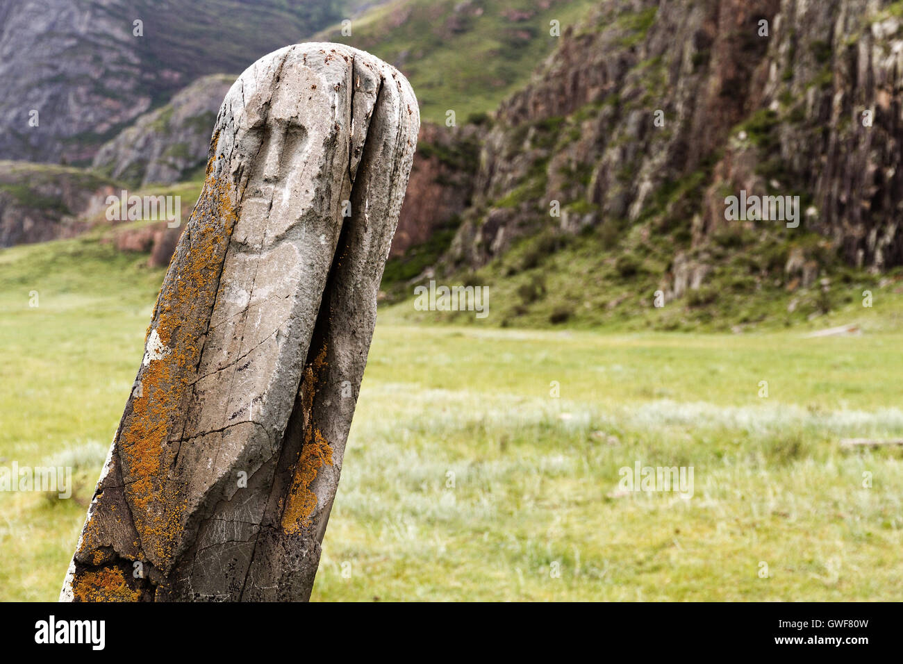 Ancient deer stone at the Altai region, Russia. Deer stones (also known ...