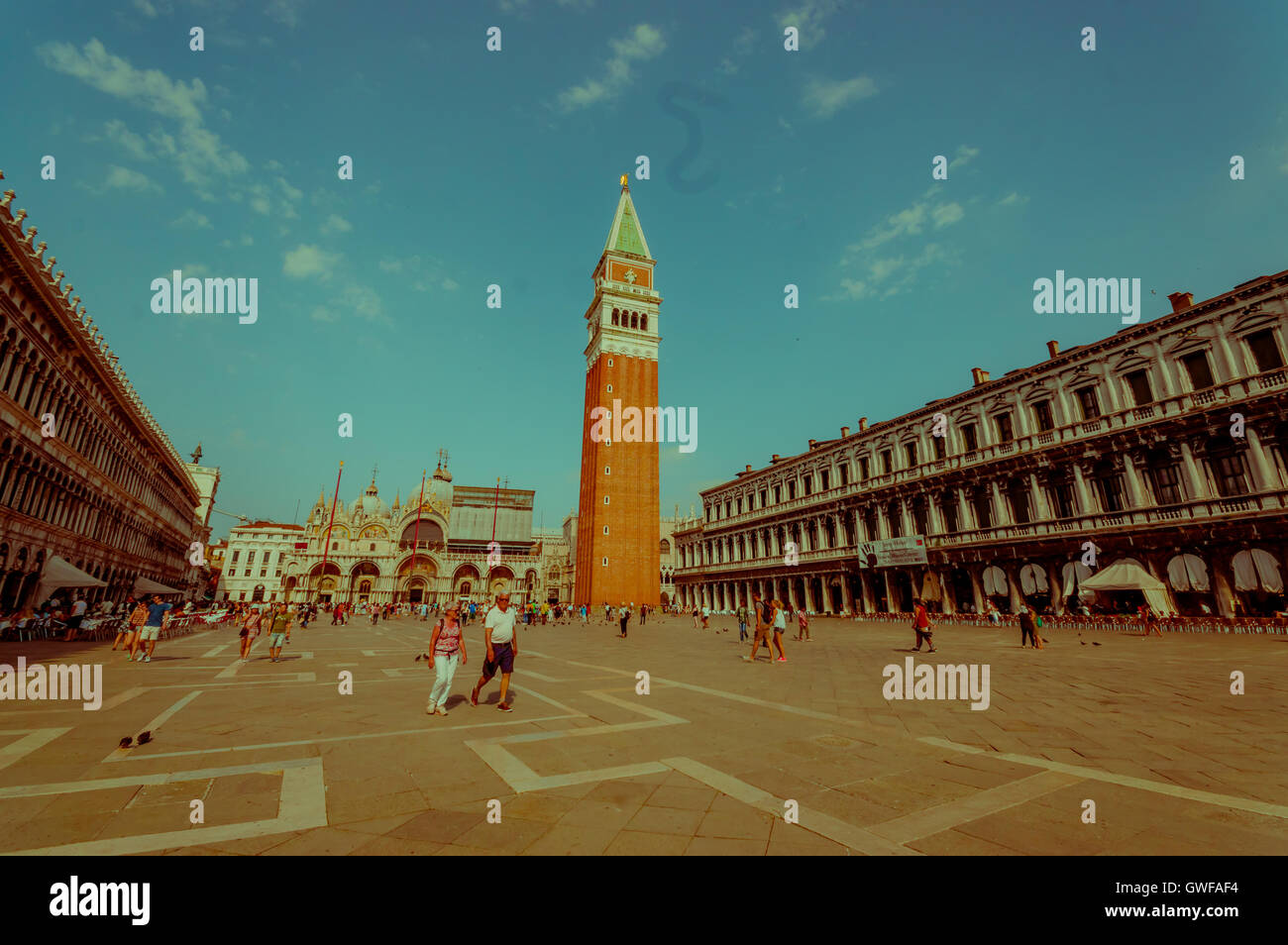 VENICE, ITALY - JUNE 18, 2015: Perspective view of Saint Marco square ...
