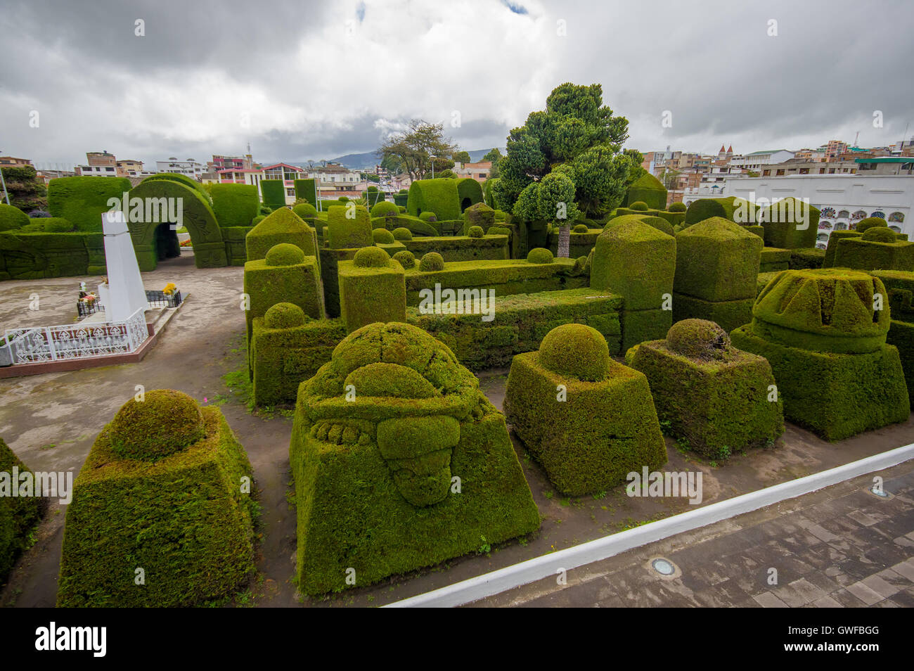 TULCAN, ECUADOR - JULY 3, 2016: nice view of the topiary garden located ...