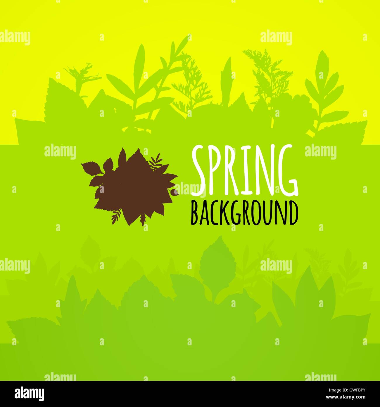 Flat spring background, bright green leaves Stock Vector Image & Art ...