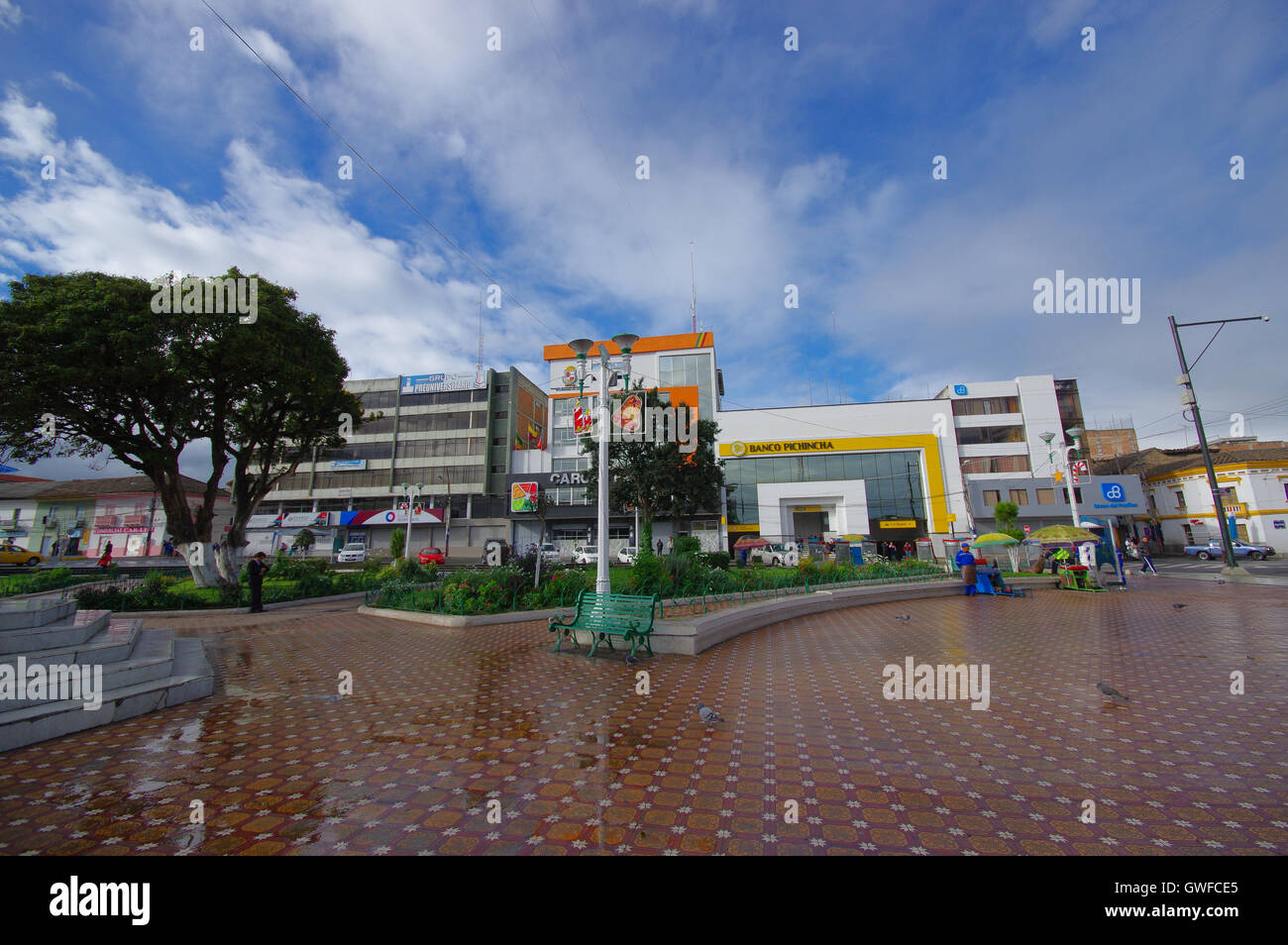 TULCAN, ECUADOR - JULY 3, 2016: some buildings located in front of the ...