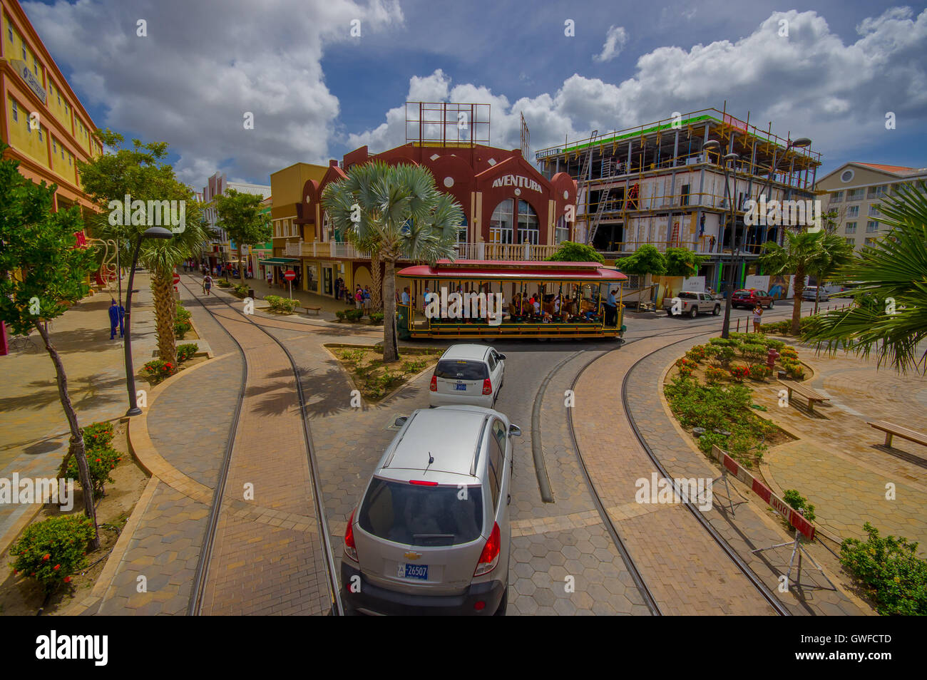 ORANJESTAD, ARUBA - NOVEMBER 05, 2015:Streets of Aruba Island, downtown ...